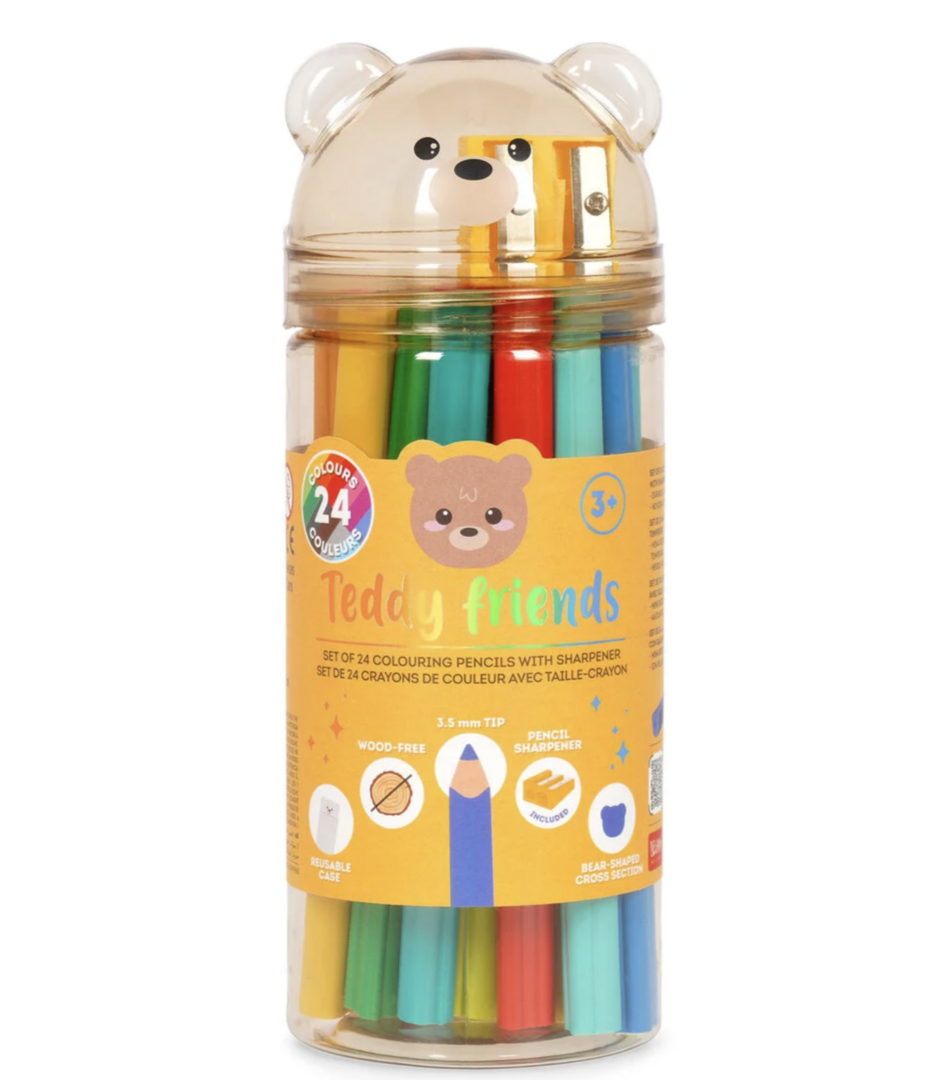 Set de 24 Crayons de Couleur avec Taille-crayon - Teddy Friends ...
