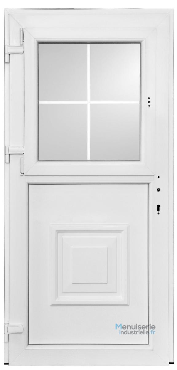 Porte d'entrée fermière PVC Blanche H.195xL.90 DP|MI