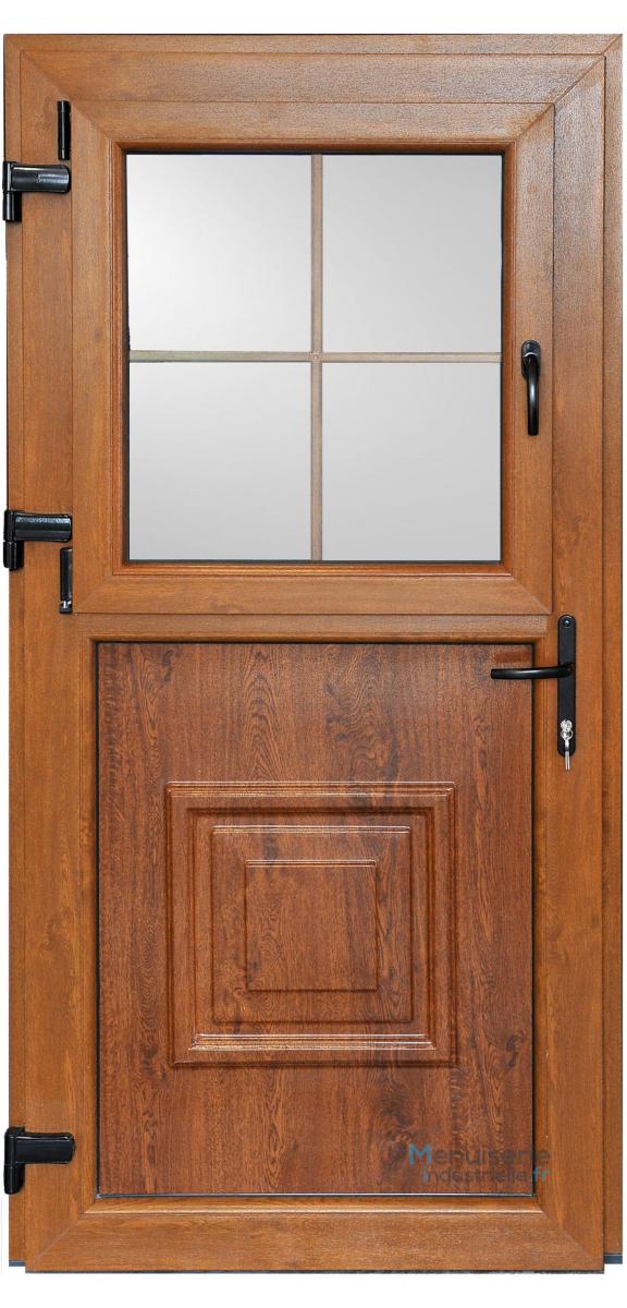 Porte d'entrée fermière PVC Chêne doré H 205 x 90 cm|MI