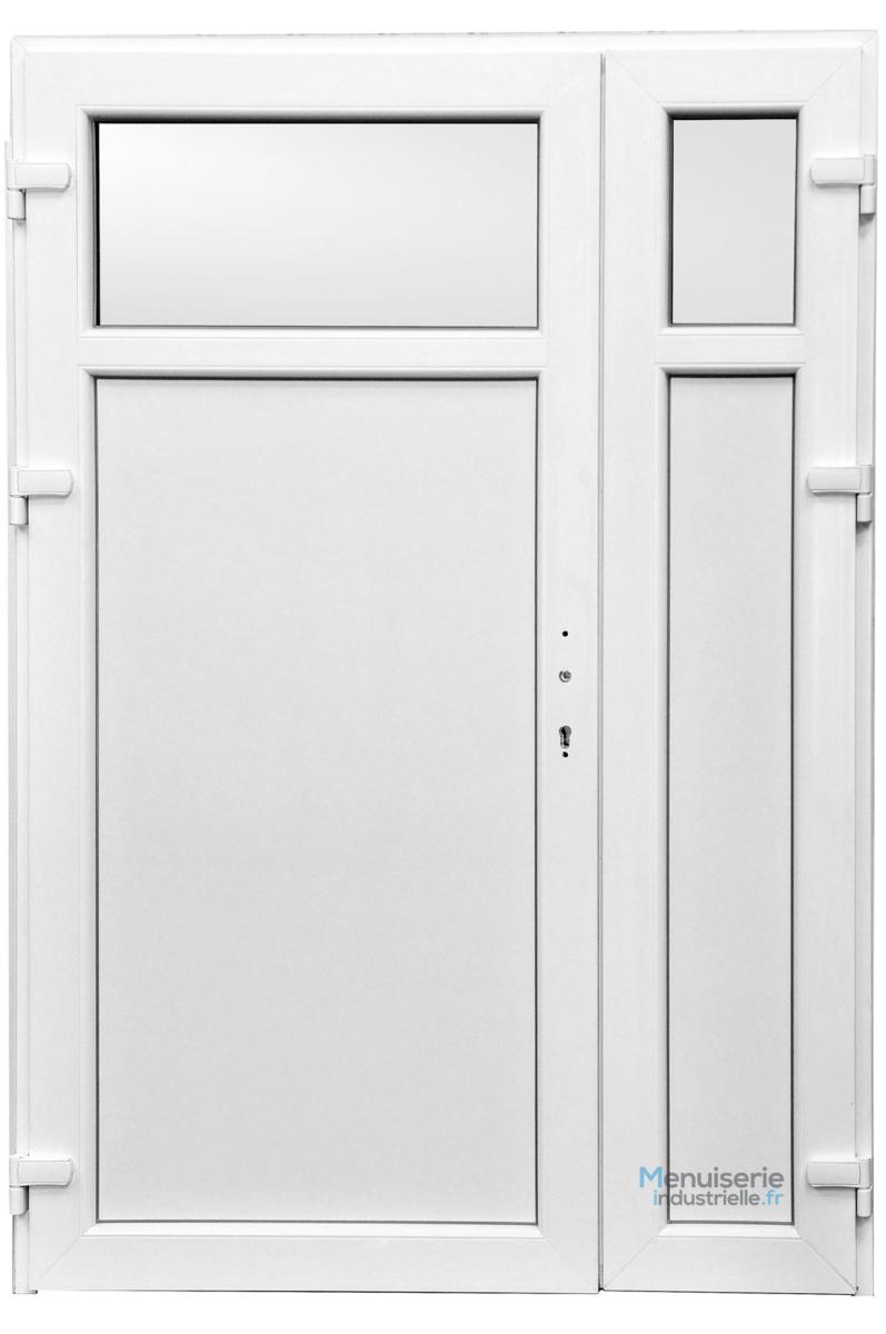 Porte de service 2 vantaux tierce PVC occulus 205×140 cm