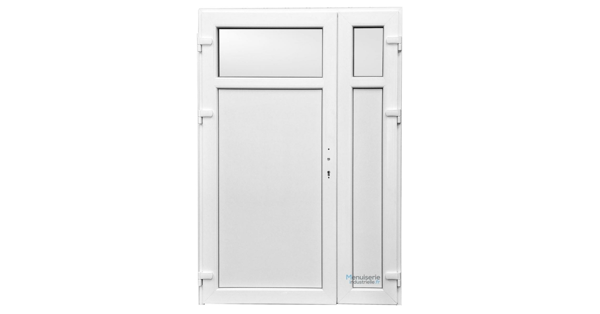 Porte de service 2 vantaux tierce PVC occulus 205×140 cm