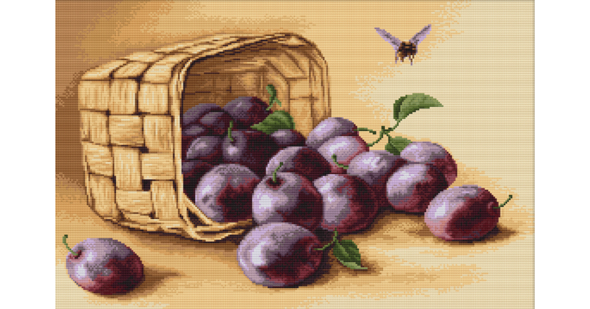 Luca-S B496 Panier de Prunes Kit de Broderie point compté