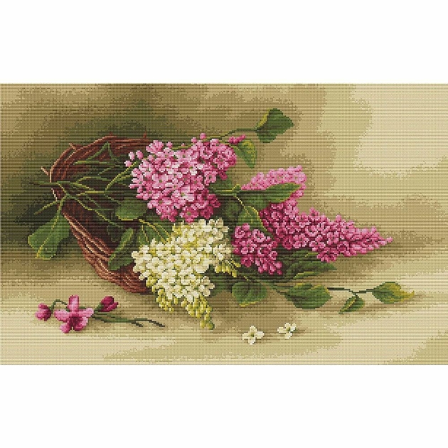 Luca-S B493 Panier de Lilas kit point croix La-brodeuse