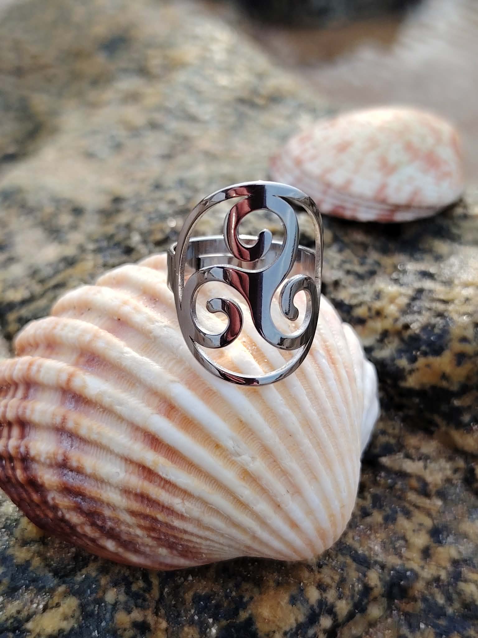 Bague Triskell réglable en acier inoxydable