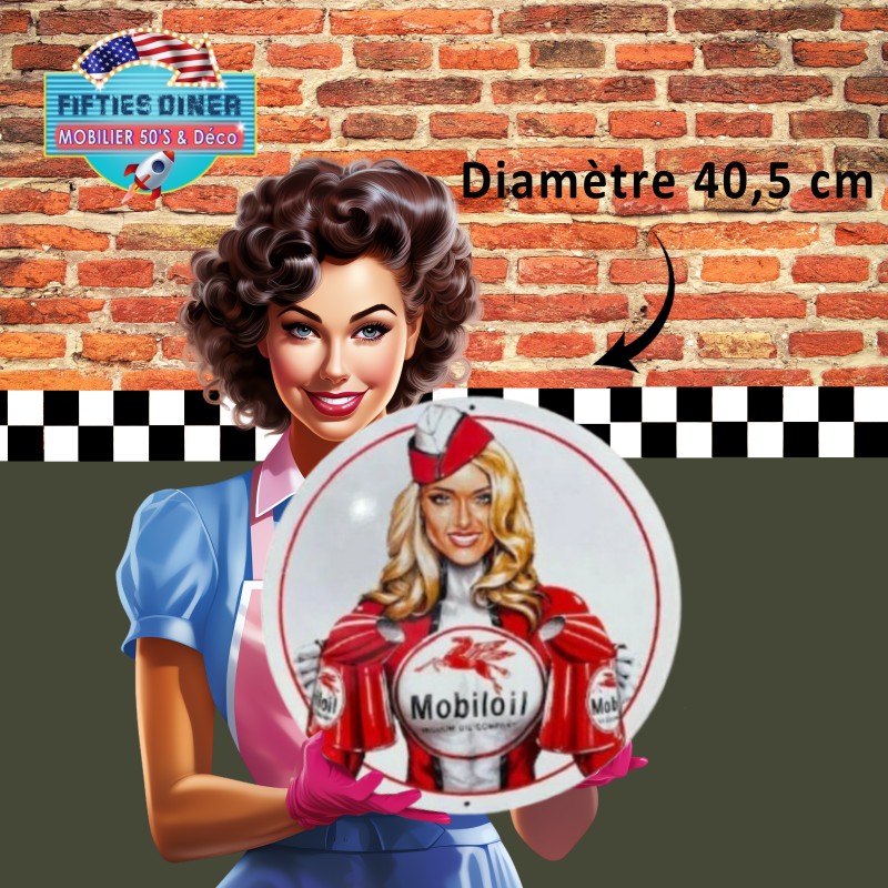 Plaque émaillée Mobiloil - La déco américaine/Plaques émaillées.