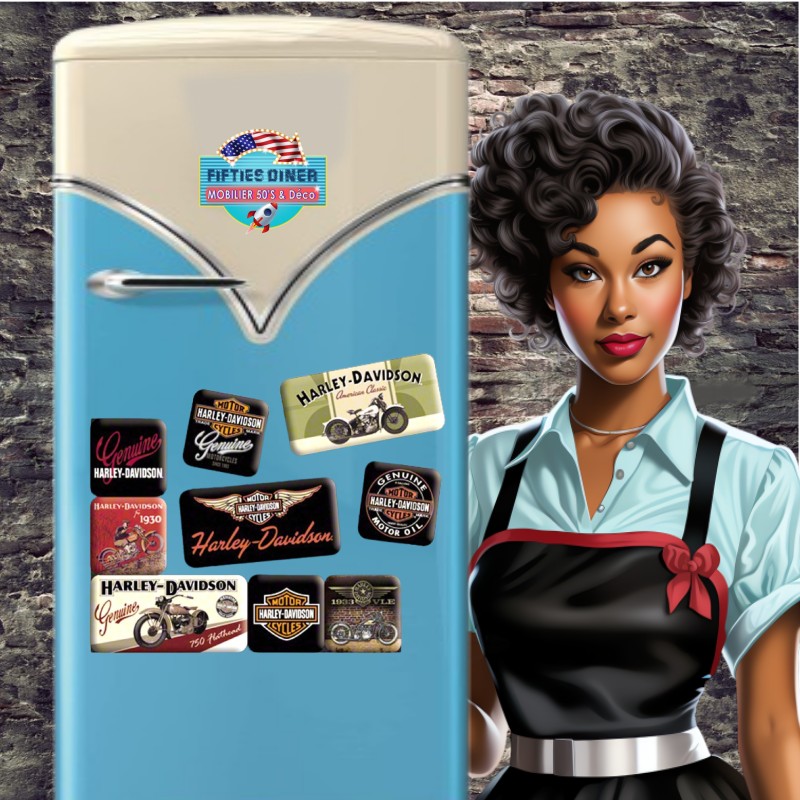 Coffret de 9 magnets Harley Davidson - La déco américaine/Magnets