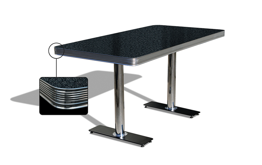 Table de Diner rétro Bel Air 2 pieds chromés - Plateau en formica