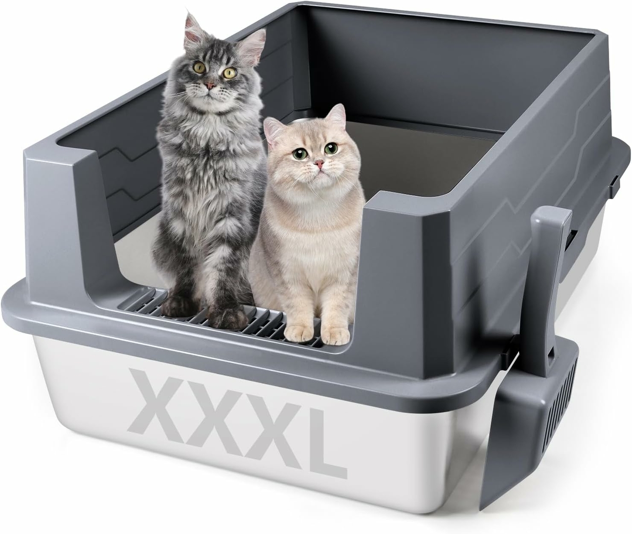 Bac à litière métal extra-large, étanche et facile à nettoyer