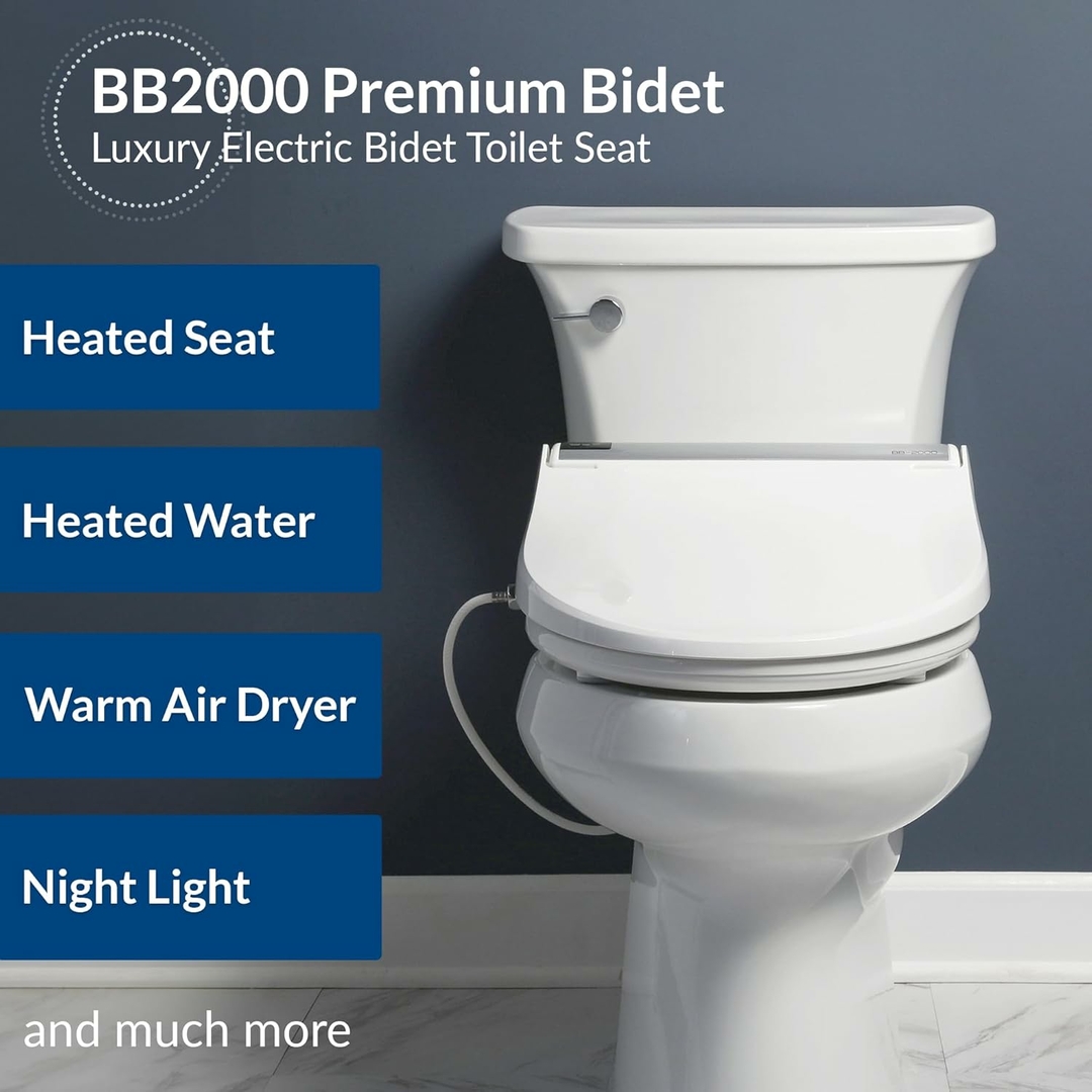 Bio Bidet BB2000 Bliss Electric Bidet Toilet Seat, Warm Water with Air Dryer, Heated Seat with ...