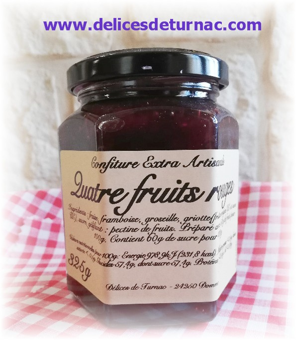 Confiture aux 4 Fruits Rouges délices de turnac