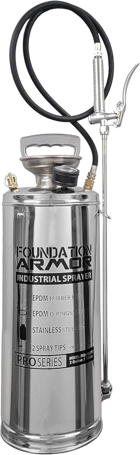 Armor 2-Gallon Stainless Steel Pump Sprayer for Water-Based, Solvent ...