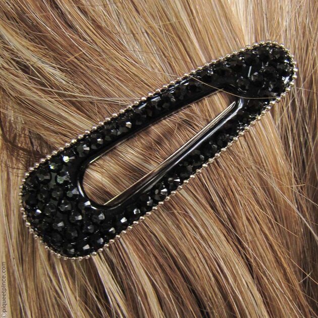 Barrettes cheveux - accessoires cheveux - strass noirs