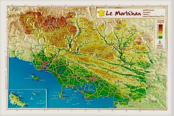 Carte en relief du Morbihan - GeoRelief