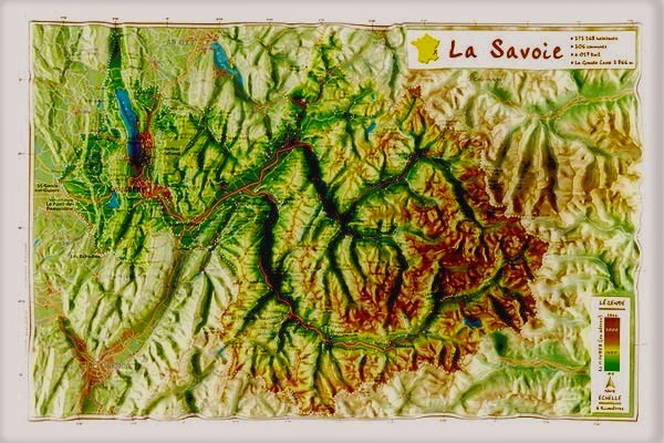 Carte en relief de la Savoie - GeoRelief