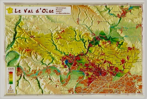 Carte en relief du Val d'Oise (95) - GeoRelief