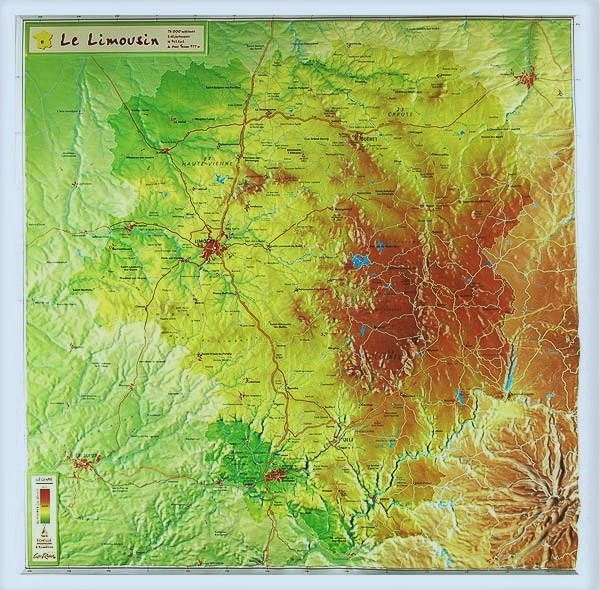 Carte en relief du Limousin - GeoRelief