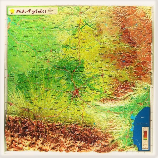 Carte en relief de Midi Pyrénées - GeoRelief