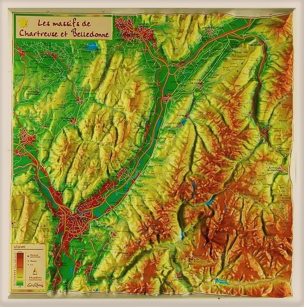 Carte en relief du Massif de Chartreuse et Belledonne - GeoRelief