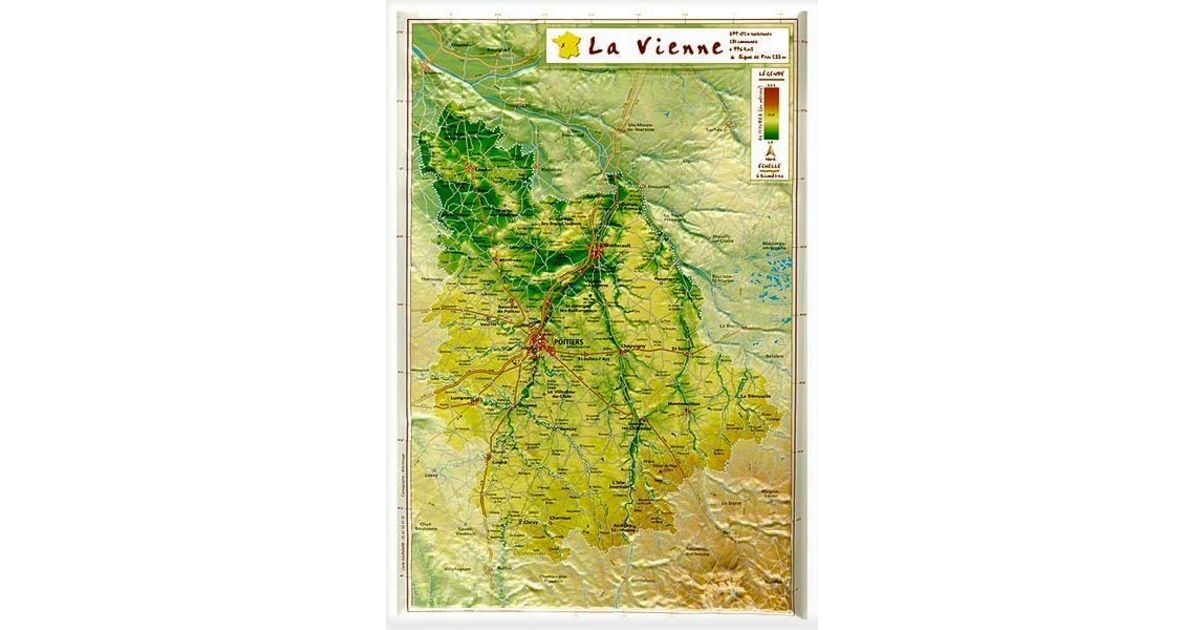 Carte en relief de la Vienne 86 - GeoRelief
