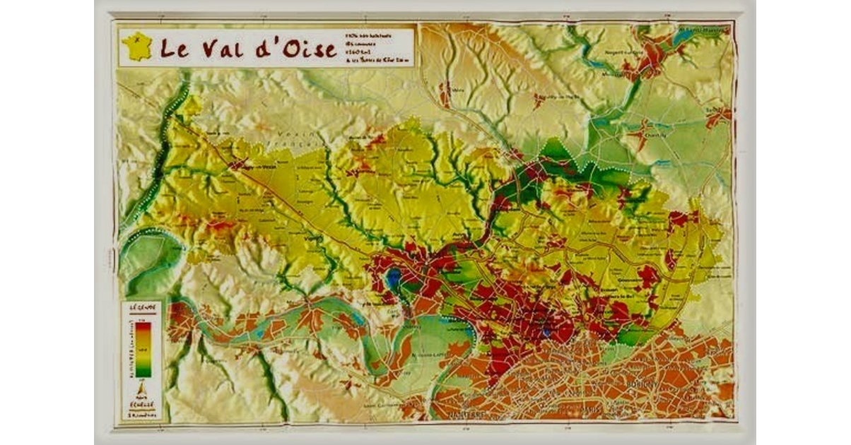 Carte en relief du Val d'Oise (95) - GeoRelief