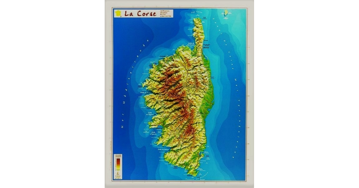 Carte en relief de la Corse - GeoRelief