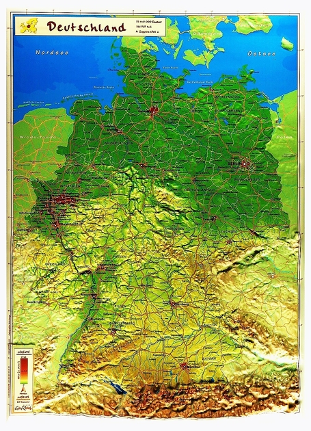 Carte en relief de l'Allemagne (Deutschland) - GeoRelief