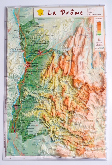 Carte en relief de la Drôme - GeoRelief