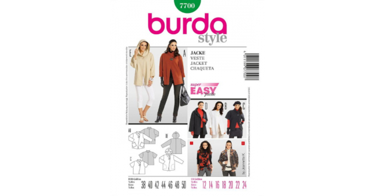 Patron Burda 7700 Veste - Patron de couture/tous les patron - mercerie ...
