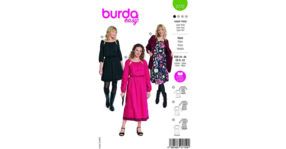 Patron Burda 5772 - Robes de fête ou décontractée - Patron de couture ...