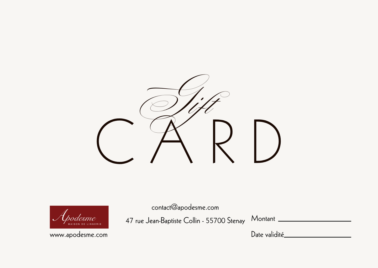 Carte cadeau Apodesme - L’Art de l’Attention Suprême
