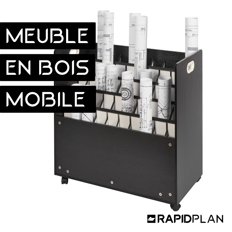 Meuble de rangement en bois mobile pour plans