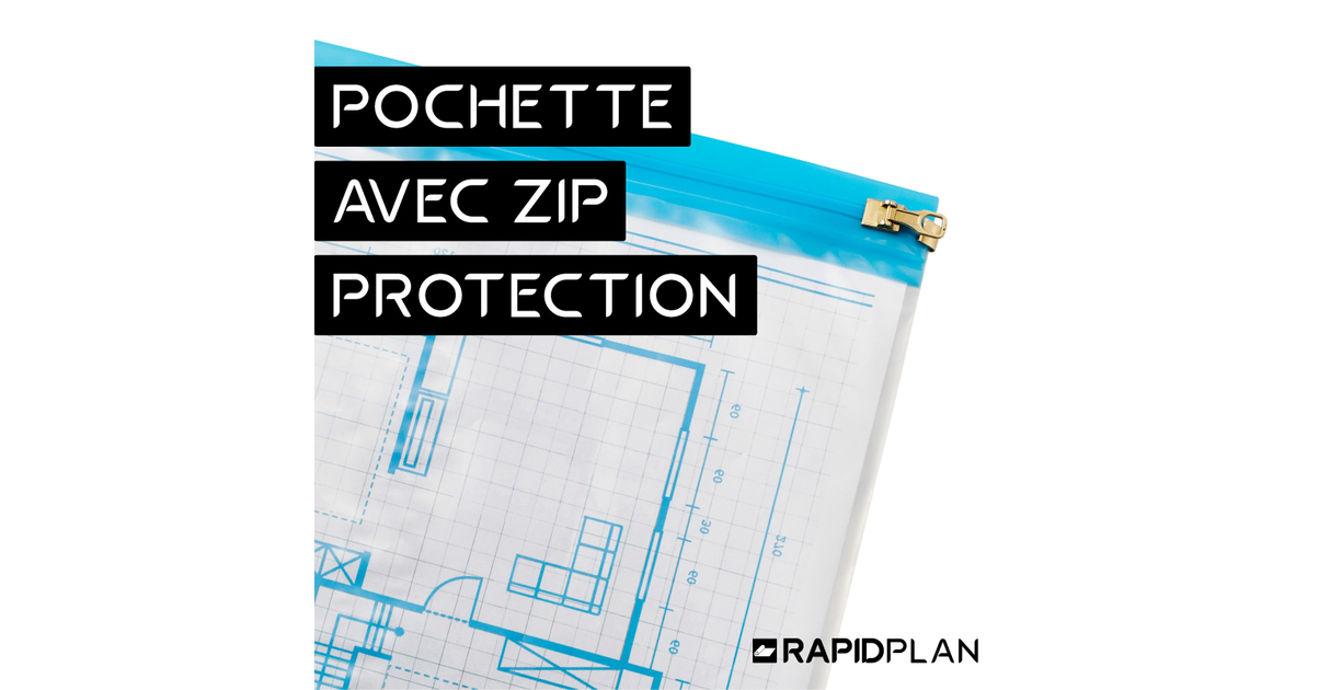 Pochette de protection pour plan avec fermeture zip