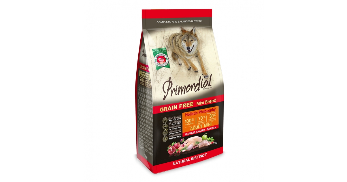 Croquettes Primordial Mini Caille & Canard | Chien adulte