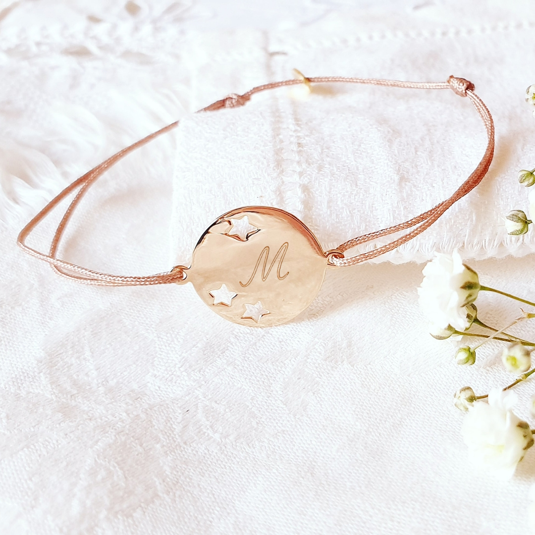 bracelet cordon fille personnalisé or argent ETOILÉE