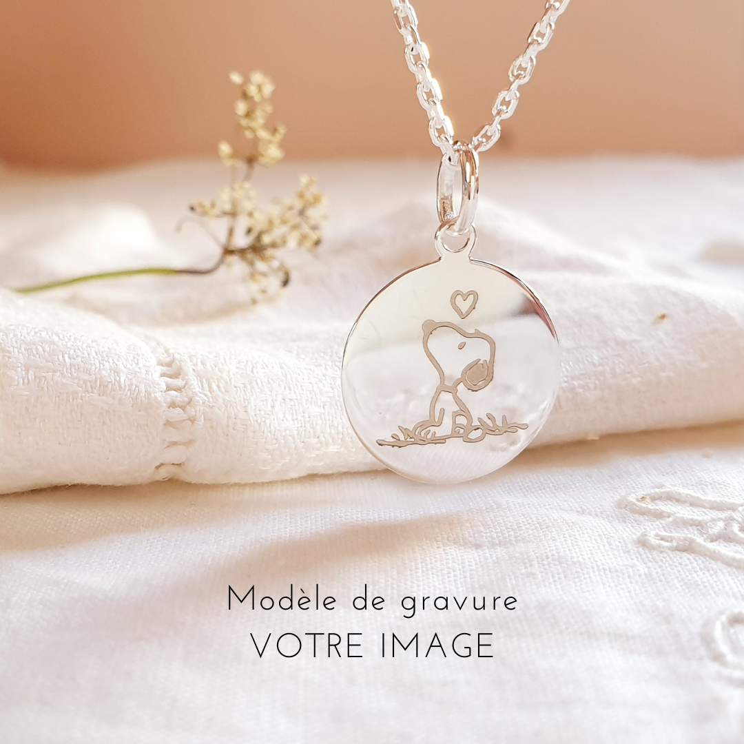 Collier garçon personnalisé médaille plate argent ou plaqué or