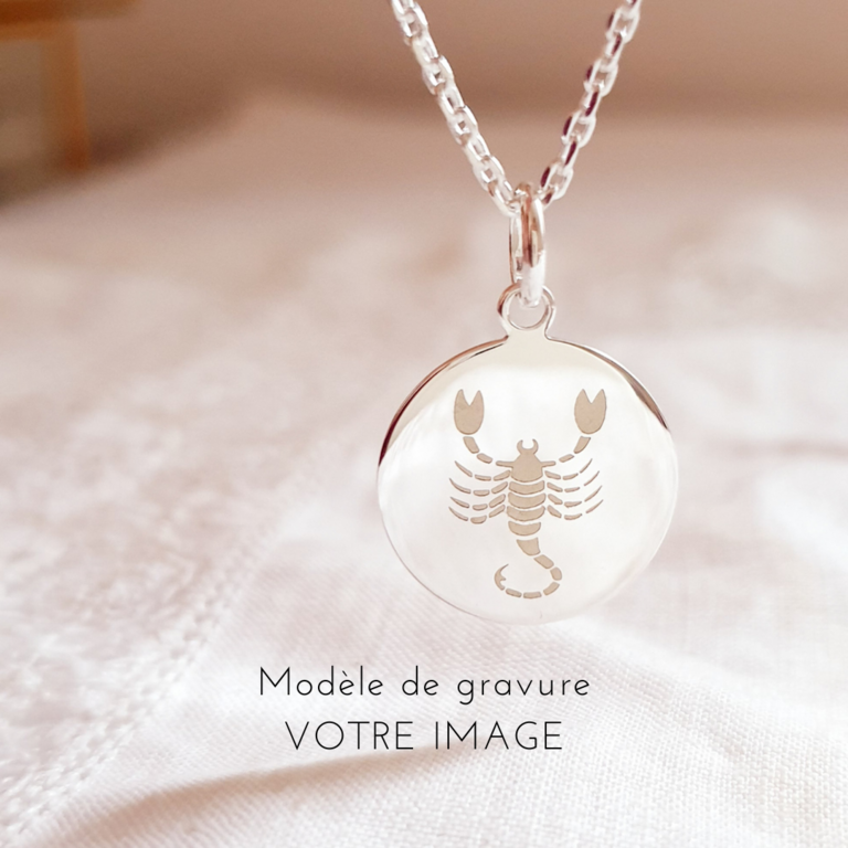 Collier garçon personnalisé médaille plate argent ou plaqué or