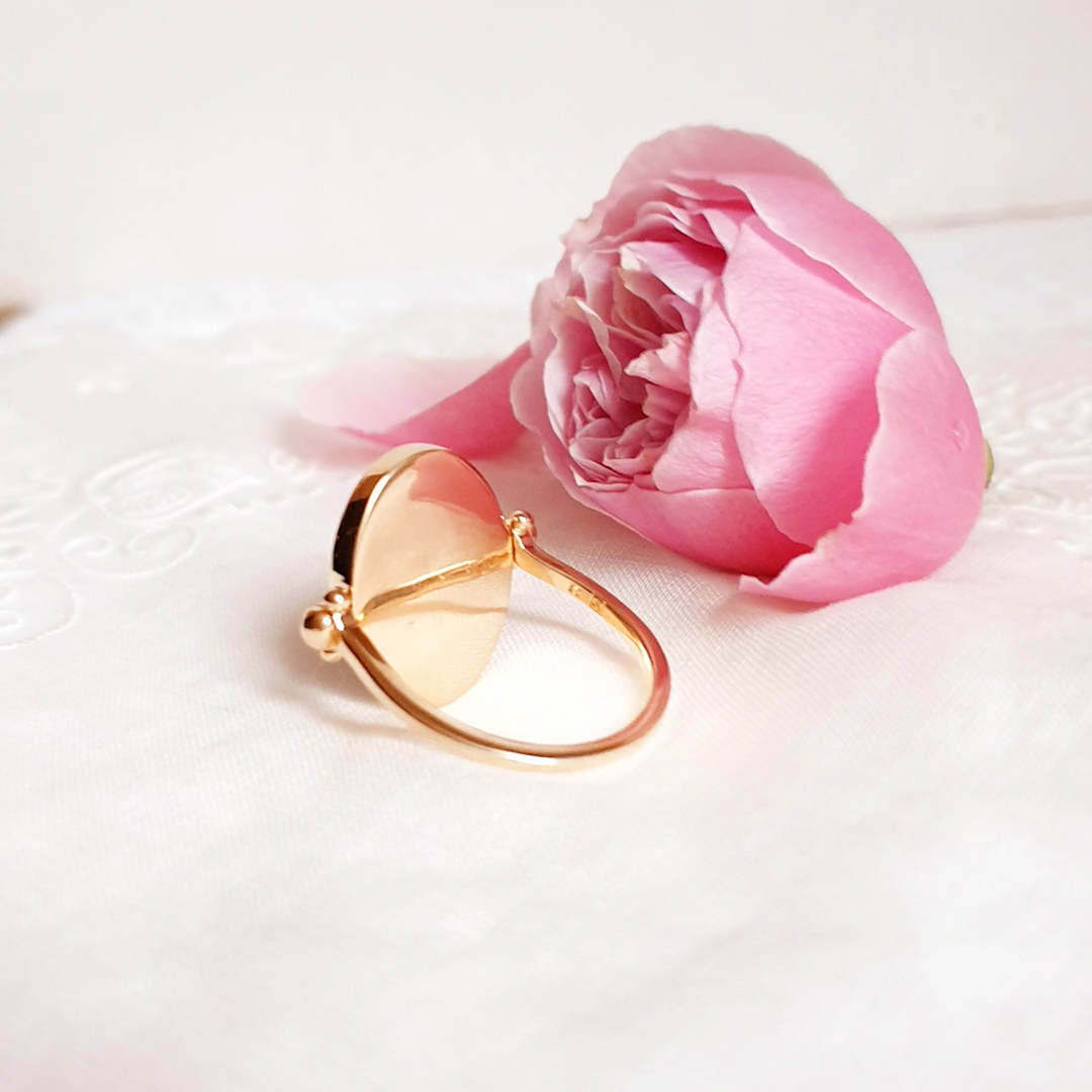 Bague personnalisable ovale noir et or - ROSA LA BRUNE