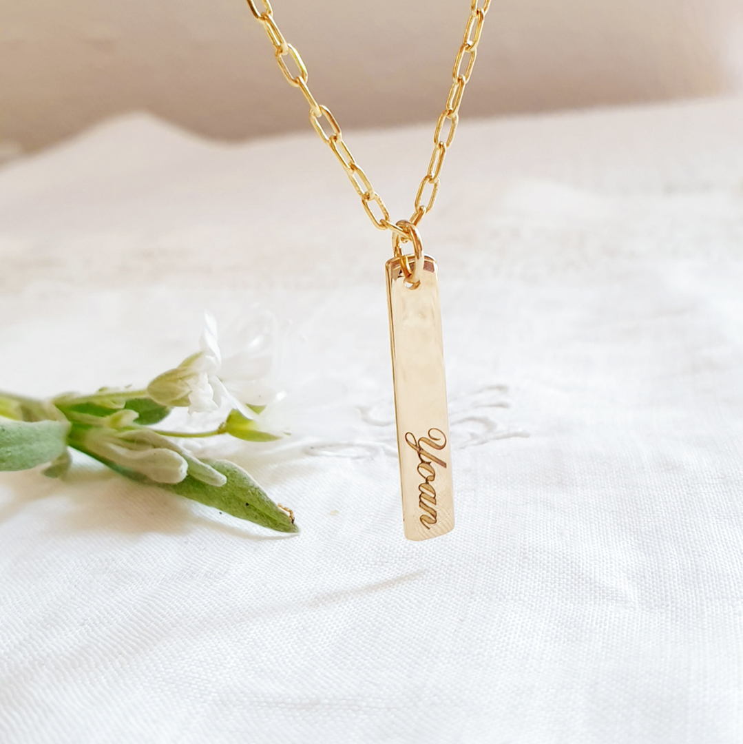 Collier homme personnalisé gravé plaque argent BARRÉ idée cadeau