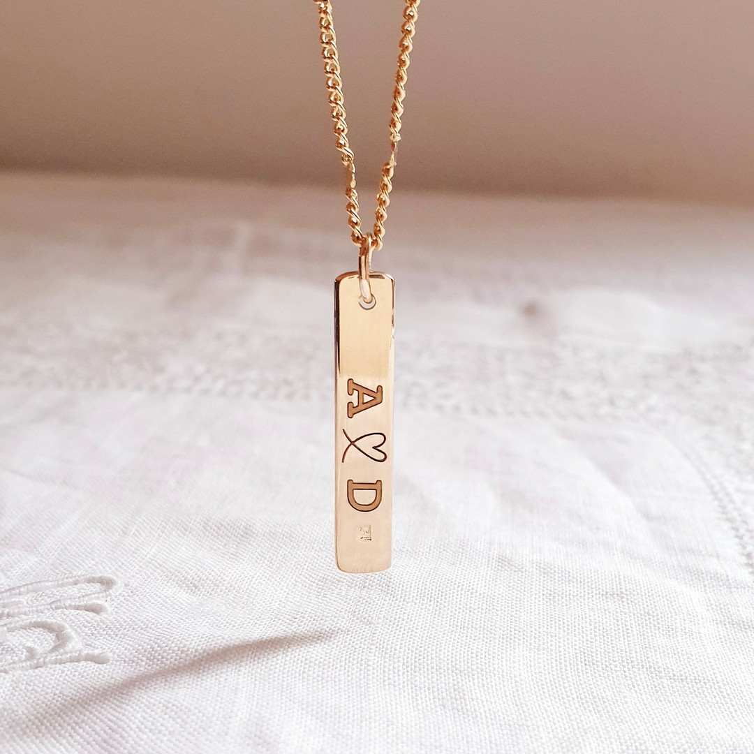 Collier homme personnalisé gravé plaque argent BARRÉ idée cadeau