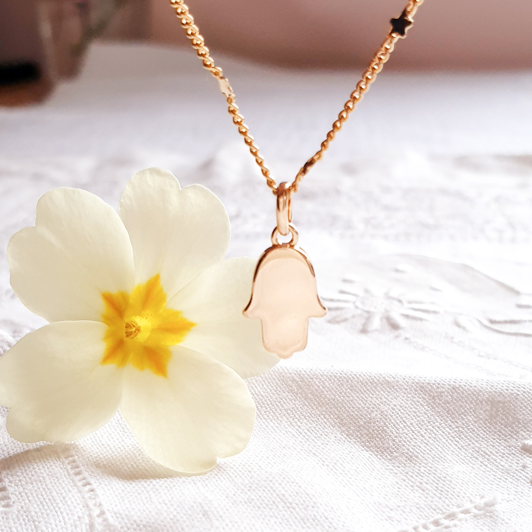Collier main de fatma nacre et or personnalisable - ROSA LA BRUNE