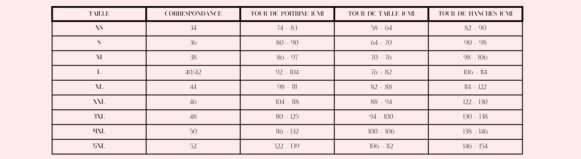 Guide des Tailles Vêtements pour femme - madame-rive-gauche