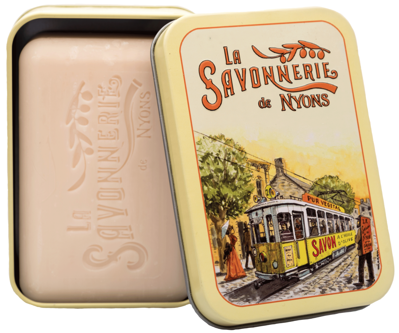 7 oz Cotton Flower Soap in Tramway Tin Box - lasavonneriedenyons