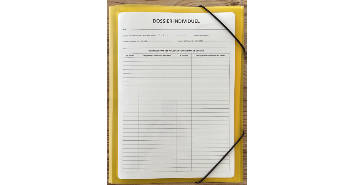 Dossier individuel d'agent - polypro jaune - Formulaires et registres