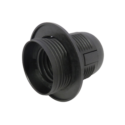 Douille E27 plastique noire filetée avec bague. - Douille/Douille E27 ...
