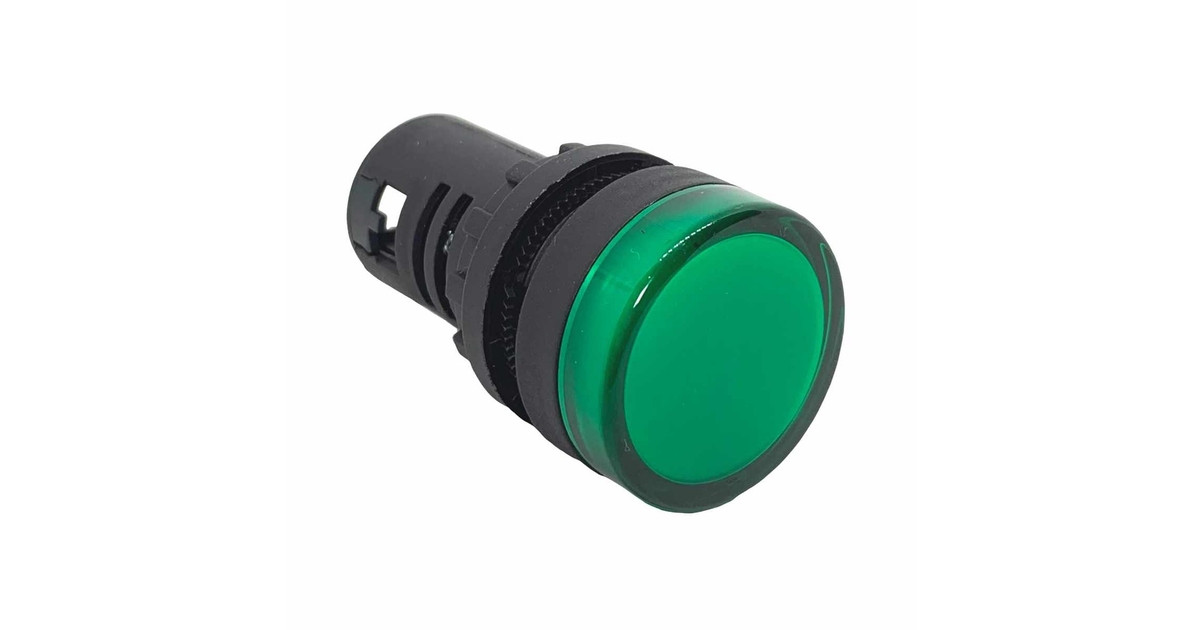 Voyant de signalisation LED vert étanche 230V 22mm - Voyant/Voyant ...