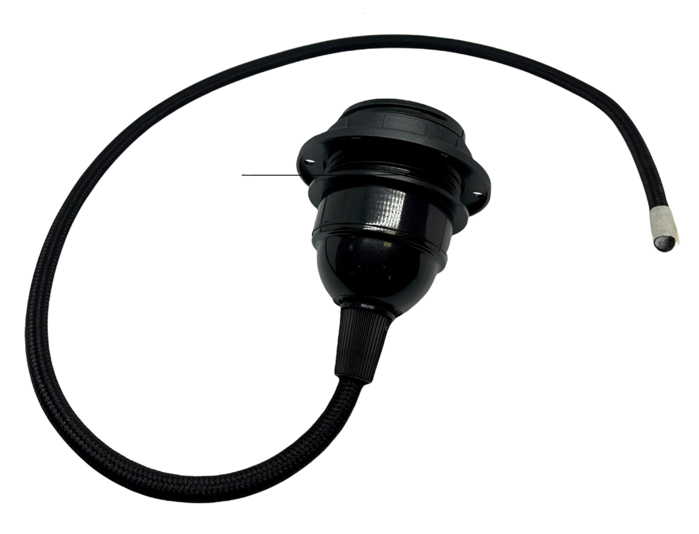 Douille noire E27 bakélite demi-filetée avec bague et câble assemblés ...