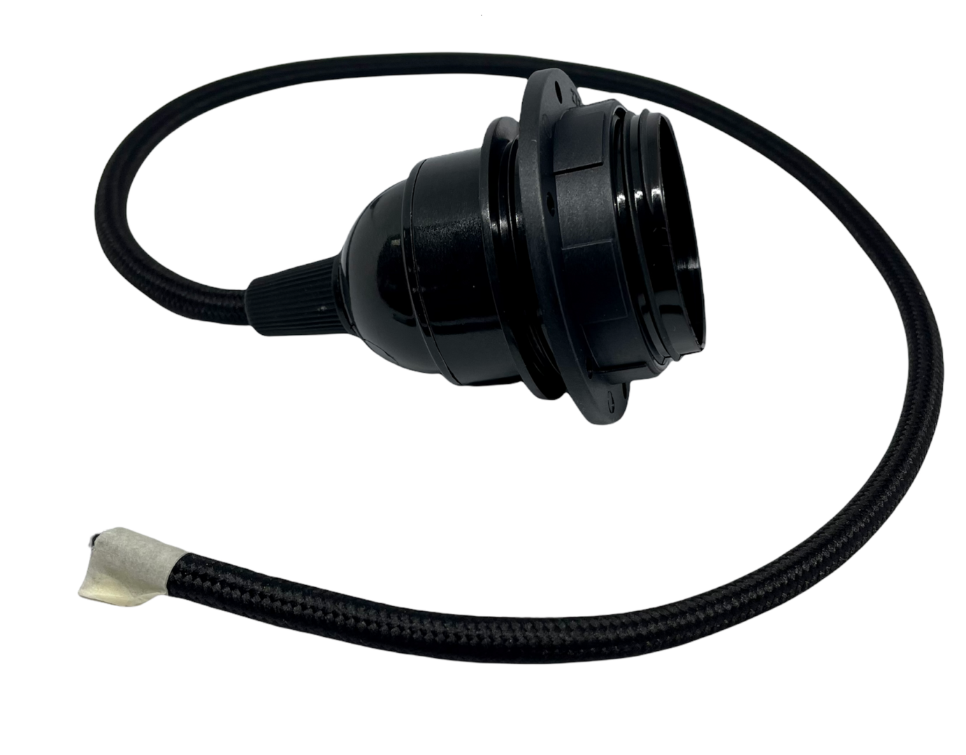 Douille noire E27 bakélite demi-filetée avec bague et câble assemblés ...