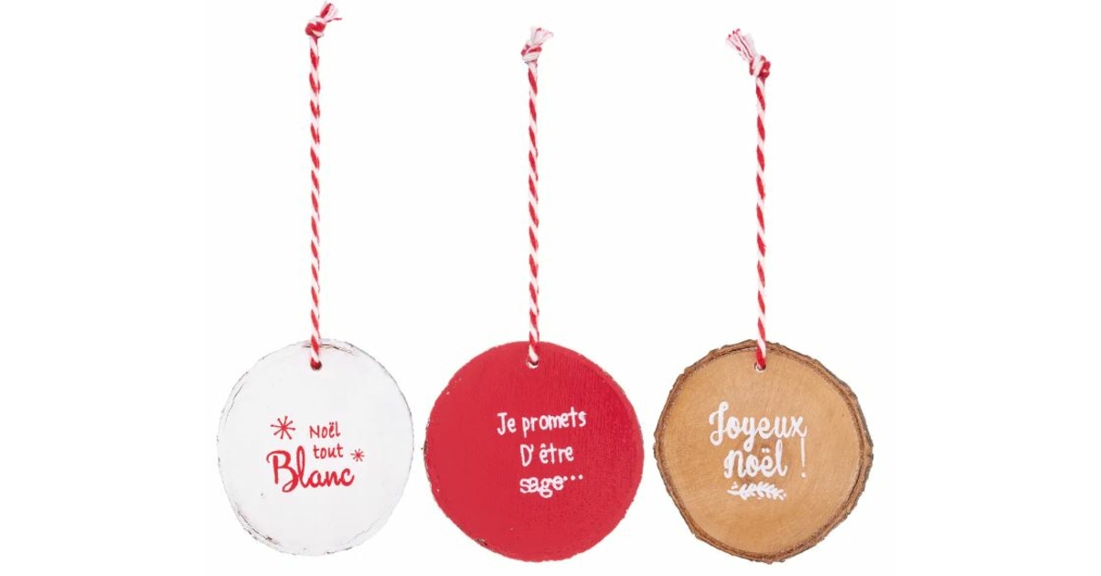 Sujet de Noël Rondin Imprimé x3
