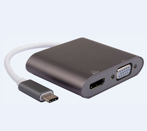 Adaptateur USB-C Mâle vers HDMI et VGA Femelle - infinytech-reunion
