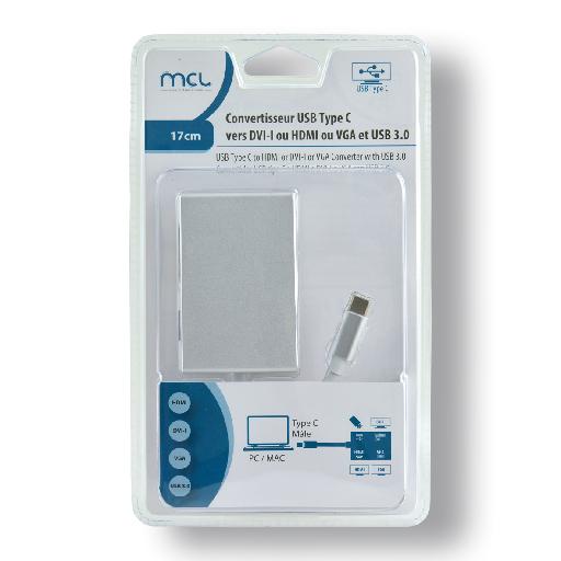 Convertisseur MCL USB-C Mâle vers HDMI DVI VGA USB 3.0 - infinytech-reunion